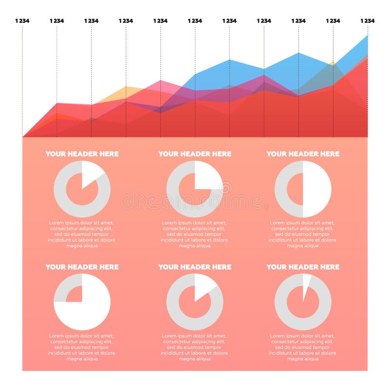 Infographics Elements. Line and Pie Chart Stock Vector - Illustration ...