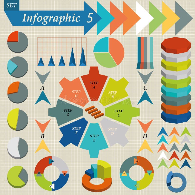 Huge Geometric Shape Infographic Template Set Stock Vector ...
