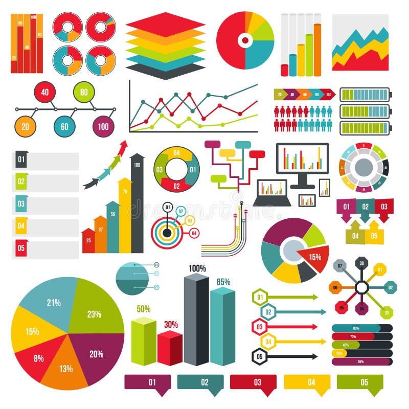 Infographics Elements Set, Flat Stock Illustration - Illustration of ...