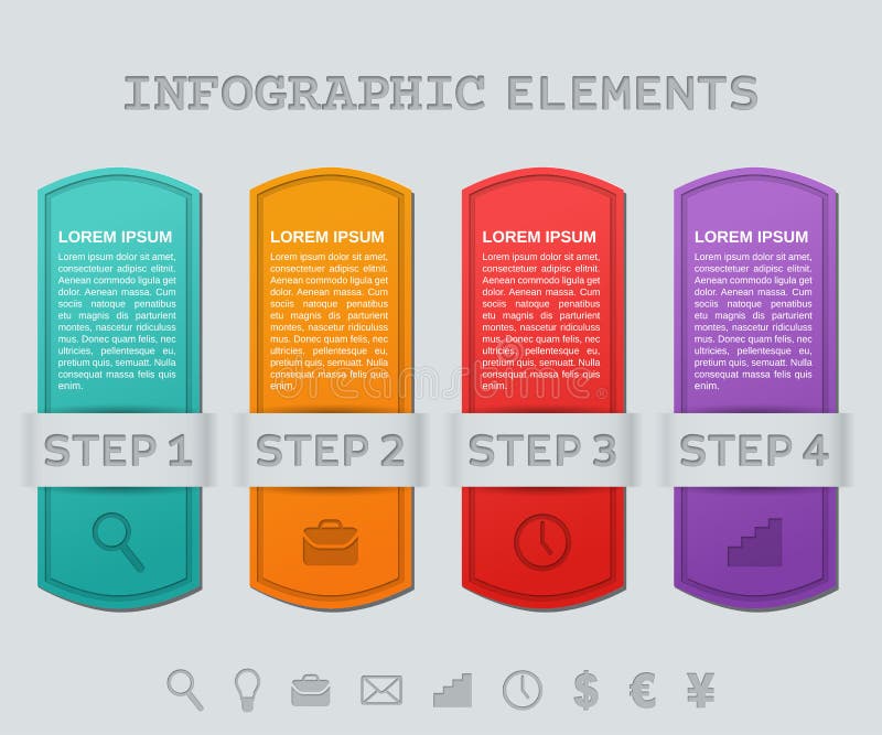 Infographics Frames. Vector Infographic Templates 4 Steps. Stock Vector ...