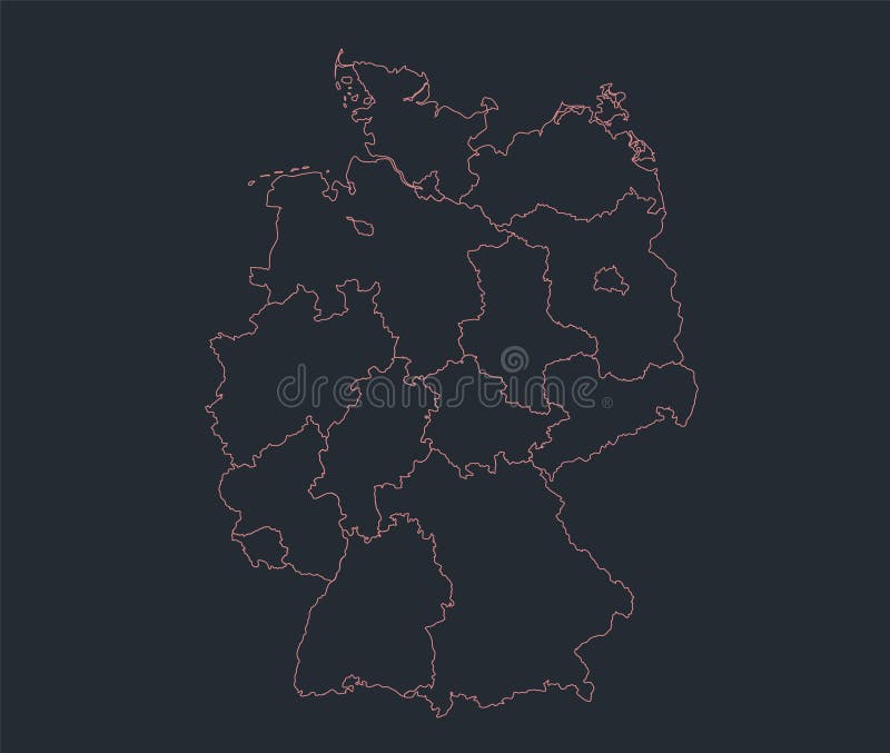 Infographics Germany Map Outline, Flat Design, Color Blue Orange Blank ...