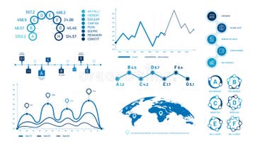 Infographics Graph Charts. Histogram Data Graphs, Bubbles Graphic ...