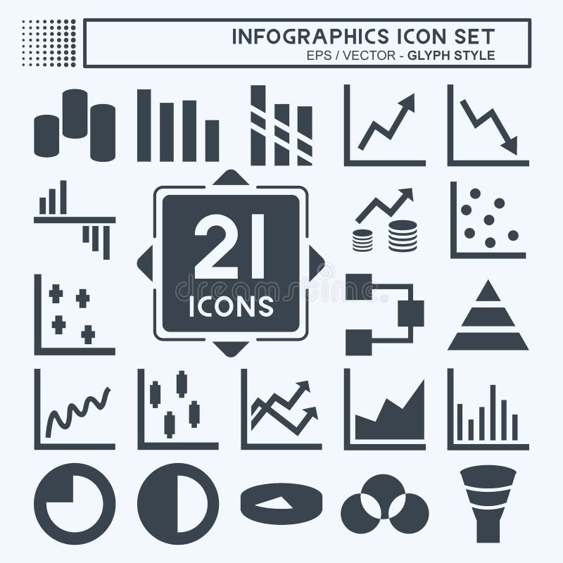Infographics Icon Set in Trendy Glyph Style Isolated on Soft Blue ...
