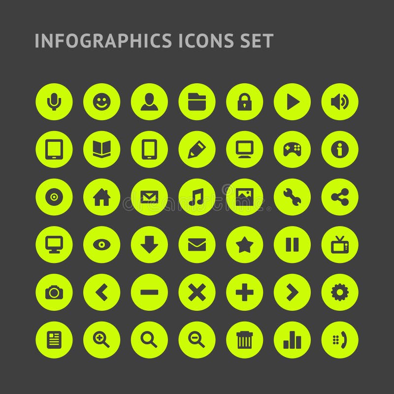 Infographics Icons Set Circle Frame Digital Workflow Data Organization ...