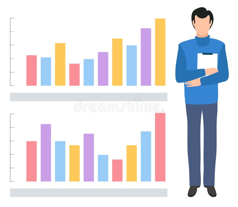 Infographics and Infocharts with Man and Paper Stock Vector ...