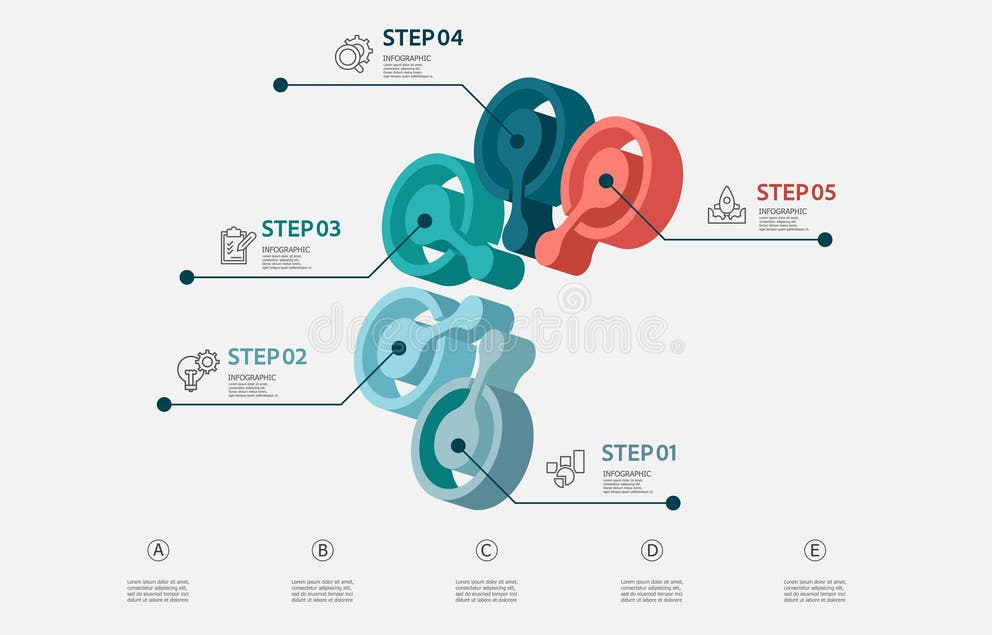 Infographics Isometric 5 Steps for Report Presentation Template ...