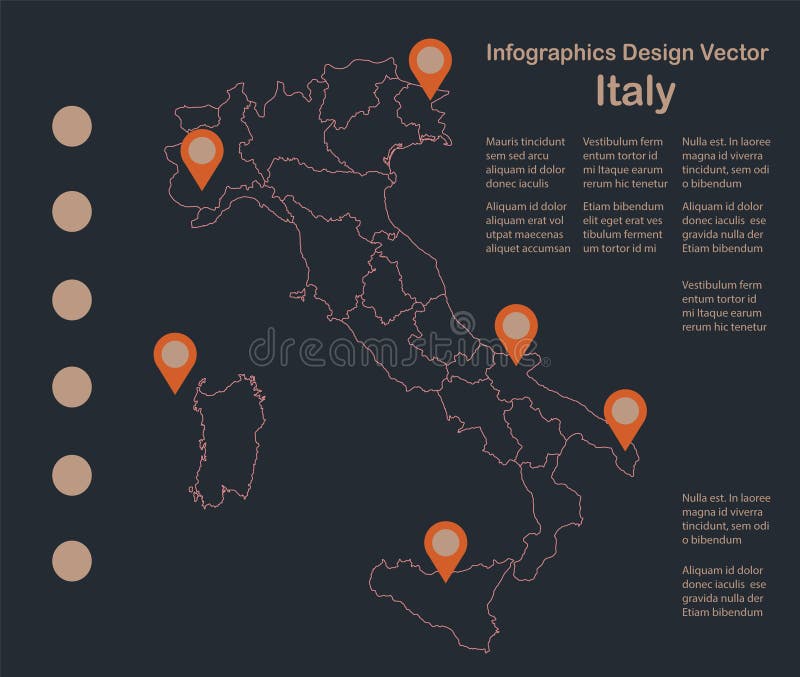 Infographics Italy Map Outline, Flat Design, Administrative Division ...