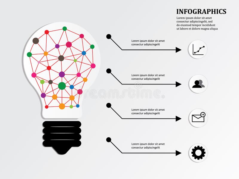 Infographics and lamp idea stock vector. Illustration of background ...