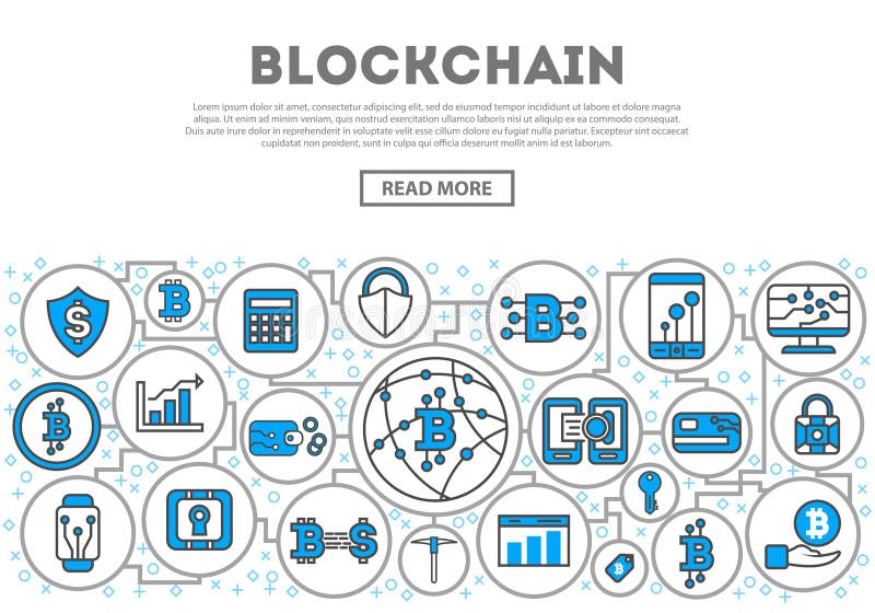 Infographics Linear Del Estilo De La Red De Blockchain Ilustración del ...
