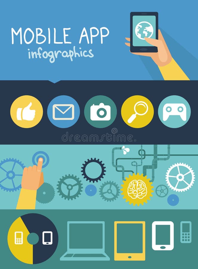Infographics Móvil Del App Del Vector En Estilo Plano Ilustración del ...