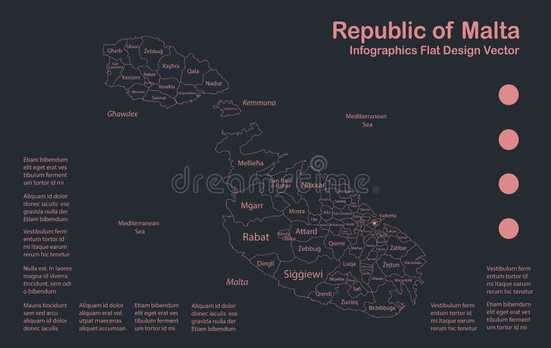 Infographics Malta Map Outline, Flat Design, Color Blue Orange Stock ...