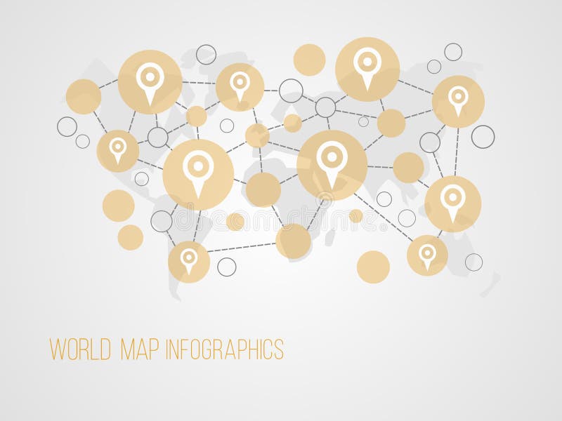 Infographics Map with Symbols Stock Vector - Illustration of global ...