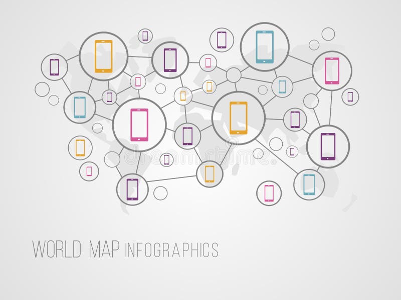 Infographics Map with Symbols Stock Vector - Illustration of globe ...
