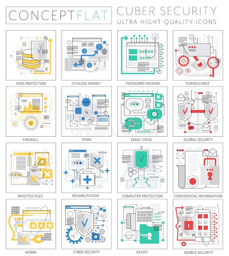 Infographics Mini Concept Cyber Security Icons for Web. Premium Quality ...