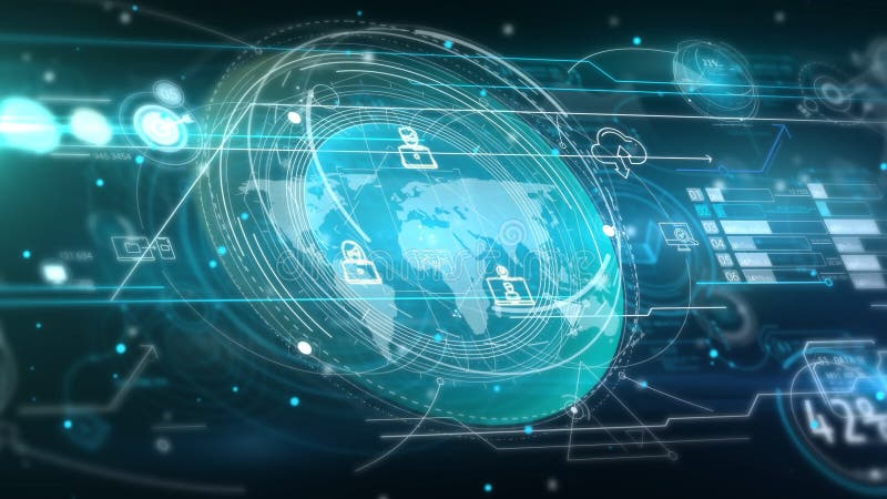 Infographics about Network Communication on Laptop Screen. 3D Render ...