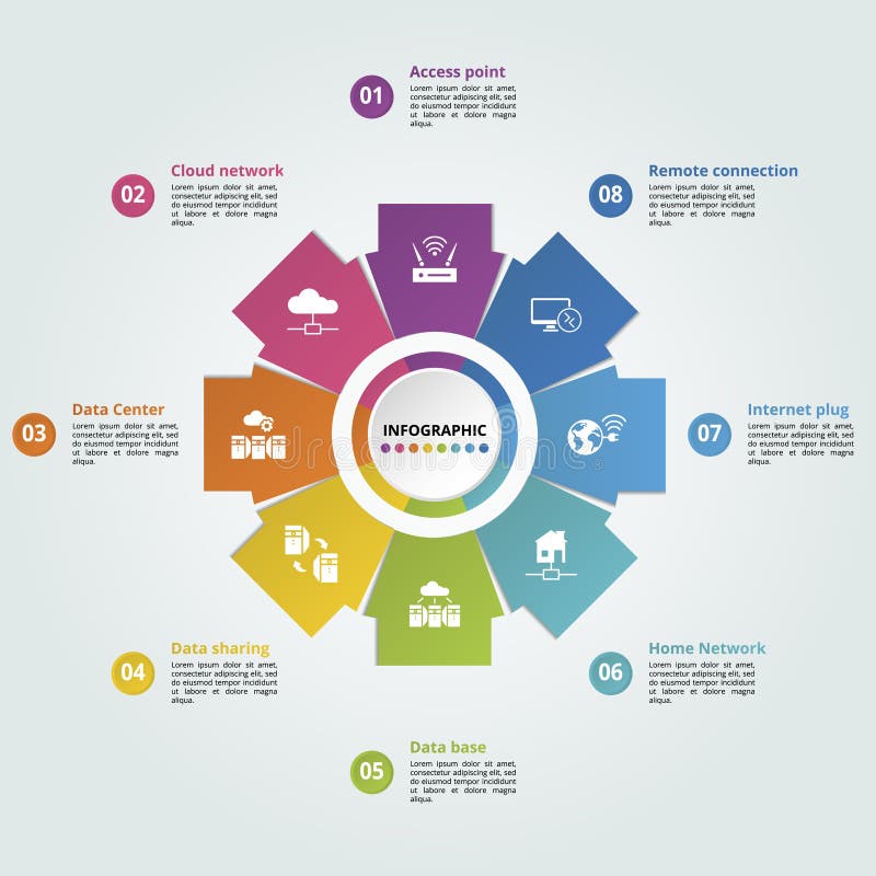 Infographics with Networking Theme Icons, 10 Steps. Such As Access ...