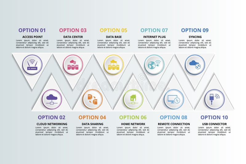 Infographics with Networking Theme Icons, 10 Steps. Such As Access ...