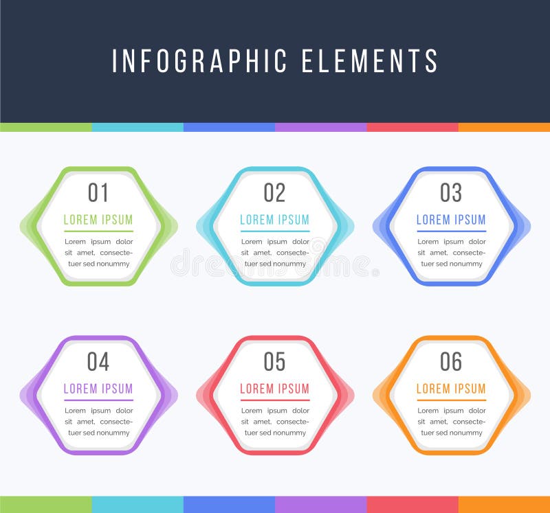 Infographics 6 Objects Circle Elements for Business Information Design ...