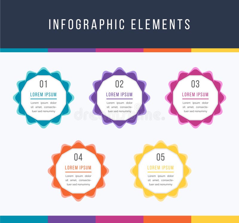 Infographics 5 Objects Circle Elements for Business Information Design ...