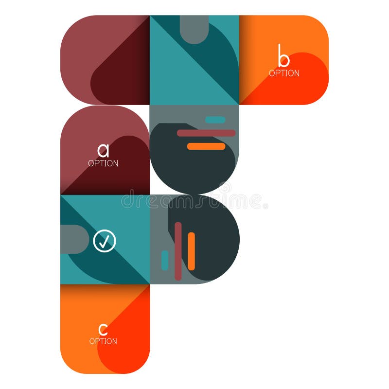 Infographics Option and Step by Step in Rounded Squares, Element of ...