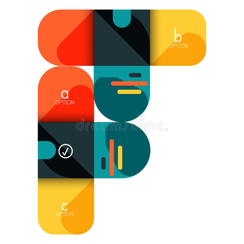 Infographics Option and Step by Step in Rounded Squares, Element of ...