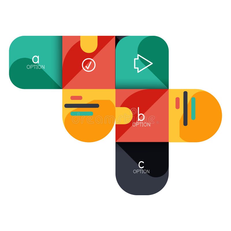 Infographics Option and Step by Step in Rounded Squares, Element of ...