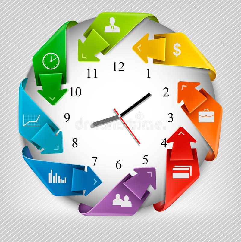 Time Management Clock Face and Schedule Stock Vector - Illustration of ...