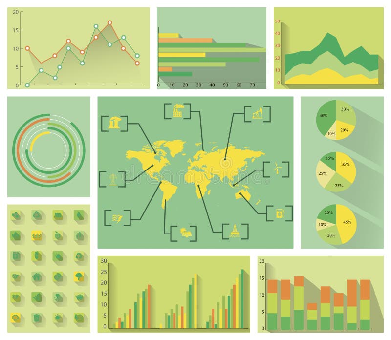 Infographics plano verde stock de ilustración. Ilustración de sombra ...