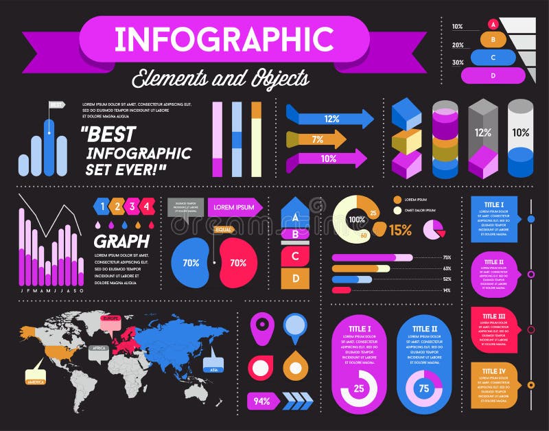 Infographics Presentation with Elements and Objects Big Huge Set ...