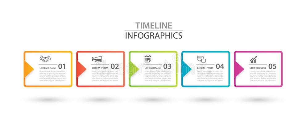 Infographics Rectangle Paper Index with Arrow 5 Data Template. Vector ...