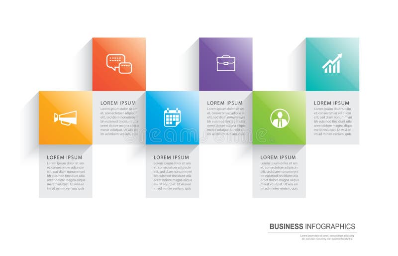 Infographics Rectangle Paper Index with 6 Data Template. Vector ...