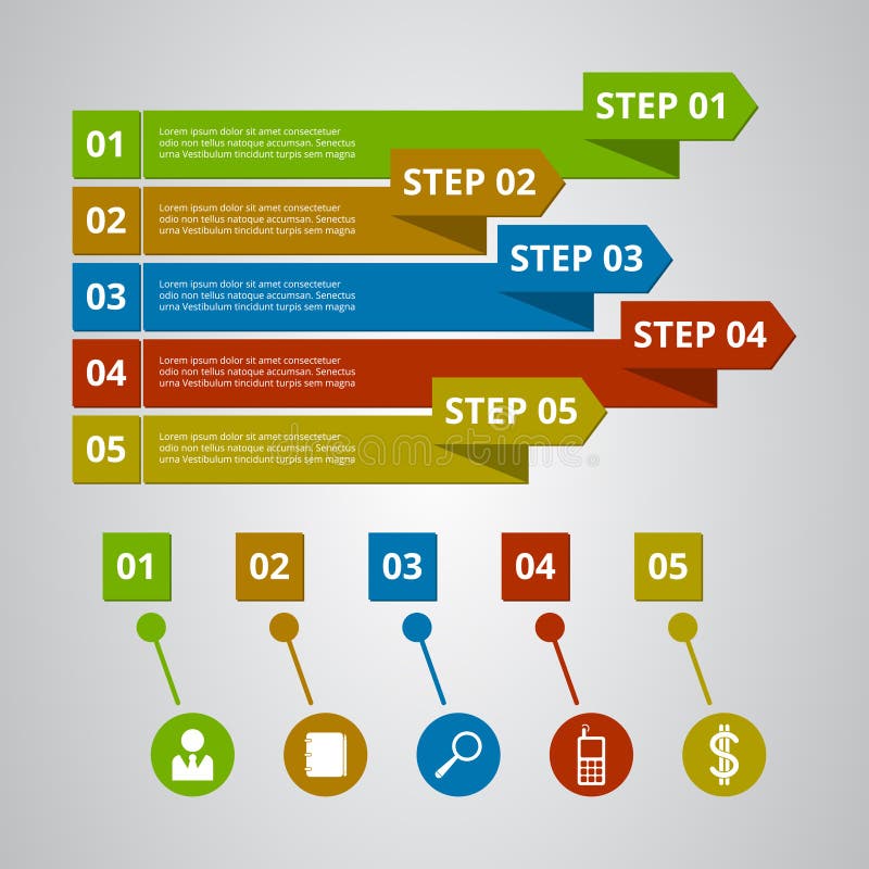 Infographics - Ribbons, Arrows, Icons and Text Stock Vector ...