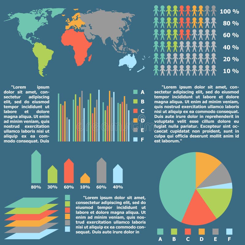 Infographics Set World Map of People. Stock Vector - Illustration of ...