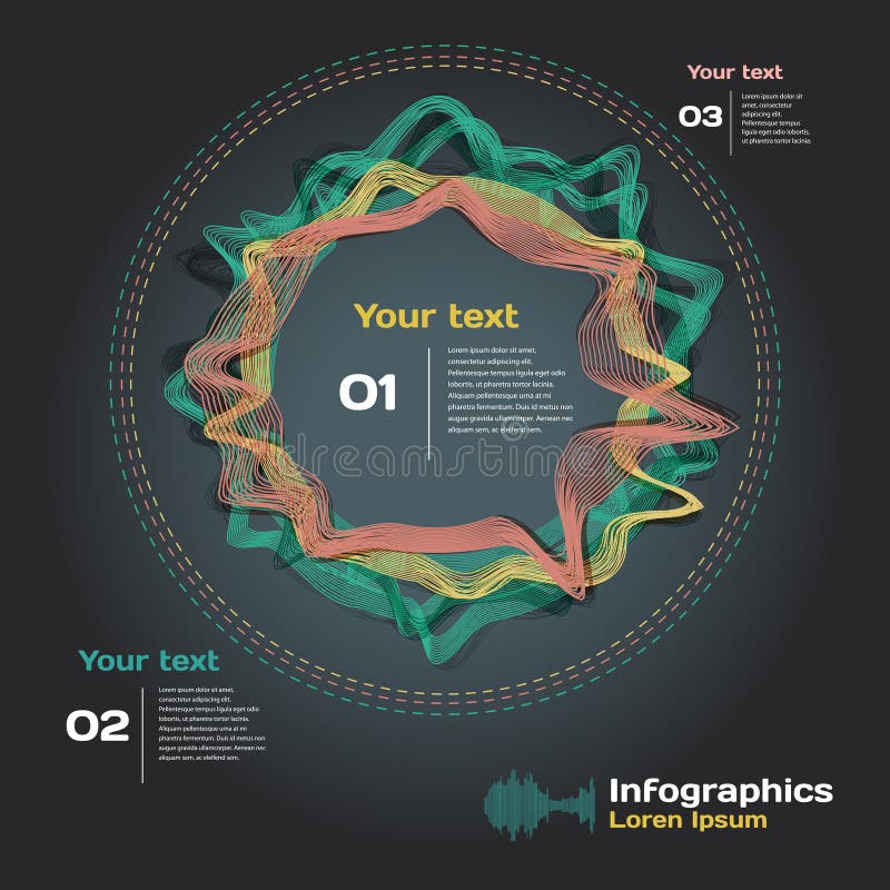 Infographics with Sound Waves on a Dark Background Stock Vector ...