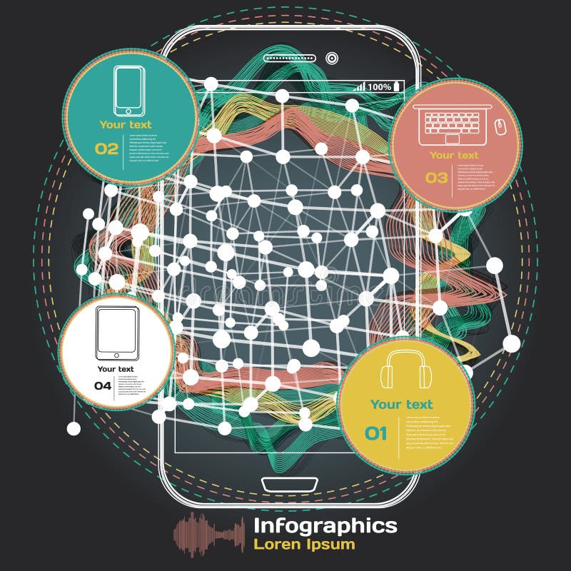 Set of Infographics with Sound Waves on Dark Background Stock Vector ...