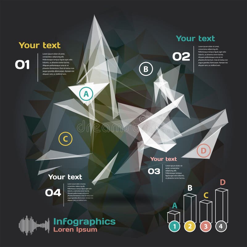 Set of Infographics with Sound Waves on Dark Background Stock Vector ...
