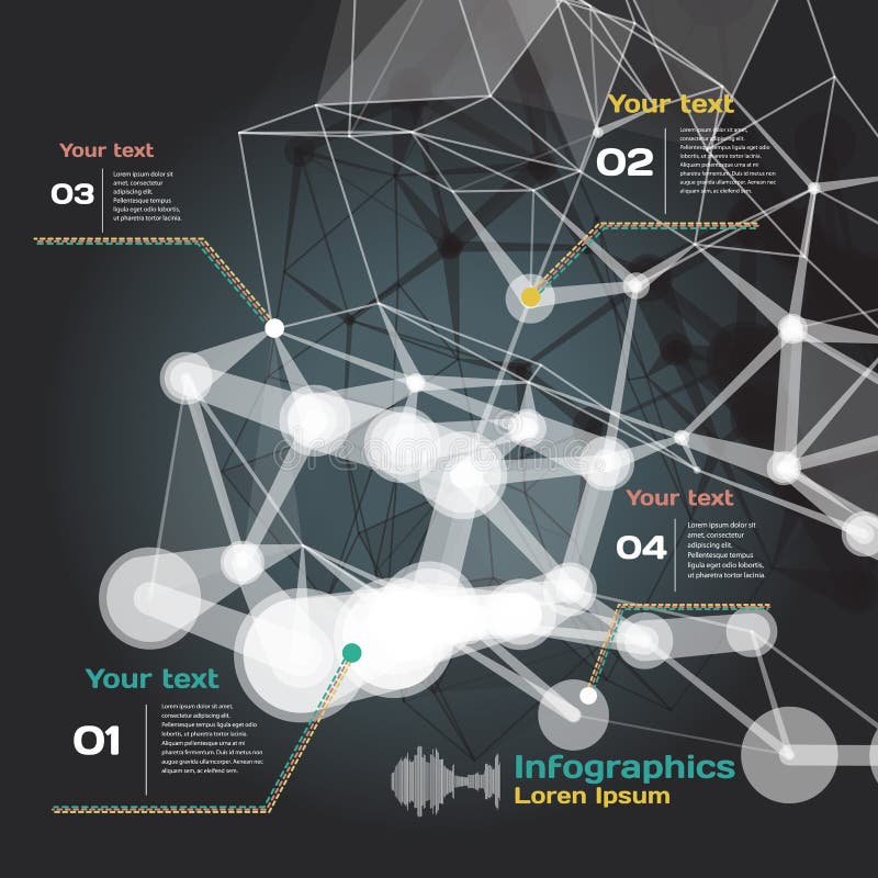 Set of Infographics with Sound Waves on Dark Background Stock Vector ...