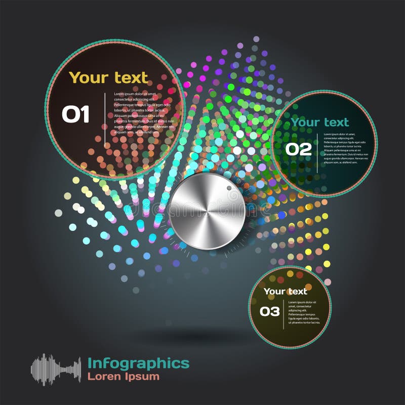 Set of Infographics with Sound Waves on Dark Background Stock Vector ...
