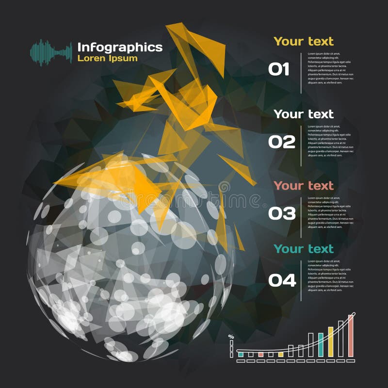Infographics with Sound Waves on a Dark Background on Theme Stock ...