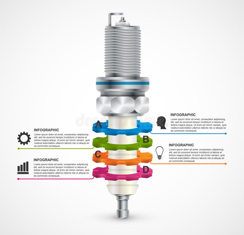 Infographics with Spark Plugs for Presentations and Brochures. Stock ...
