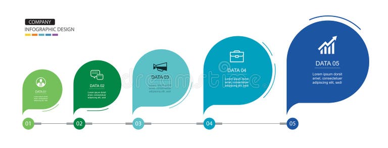 Infographics Speech Bubbles Timeline with 5 Number Data Template ...
