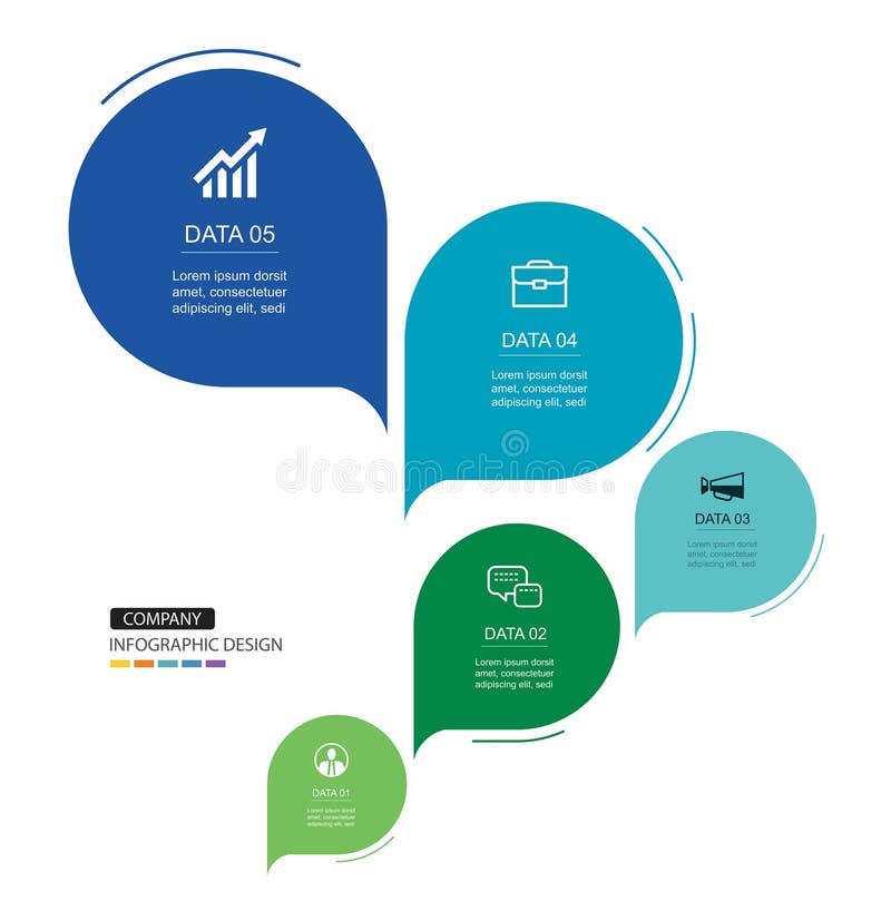 Infographics Speech Bubbles Timeline with 5 Number Data Template. Illustration Abstract ...