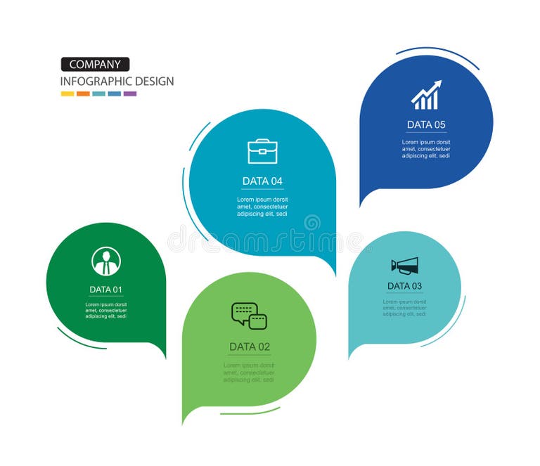 Infographics Speech Bubbles Timeline with 5 Number Data Template ...