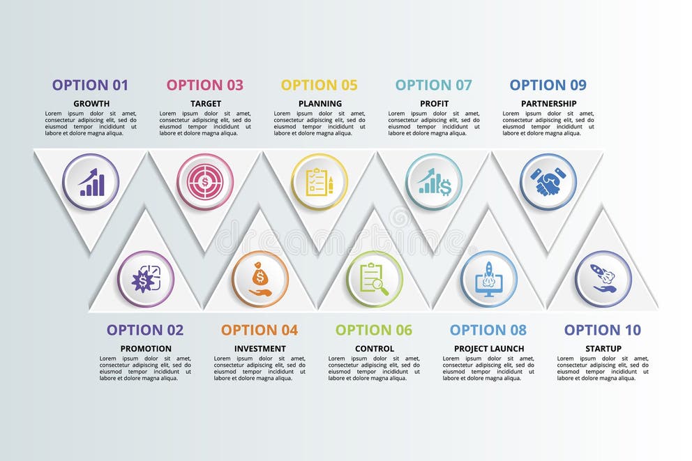 Infographics with Start Up Theme Icons, 10 Steps. Such As Growth ...