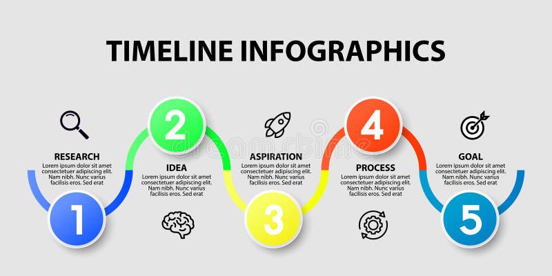 Infographics 5 Step Yellow Color Element with Circle Graphic Chart ...