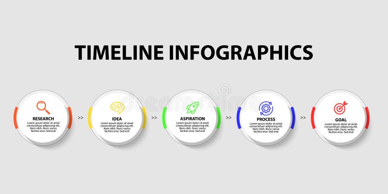 Infographics 5 Step Yellow Color Element with Circle Graphic Chart ...