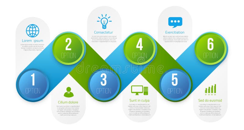 Infographics with 6 Steps or Options Blue and Green Stock Vector ...
