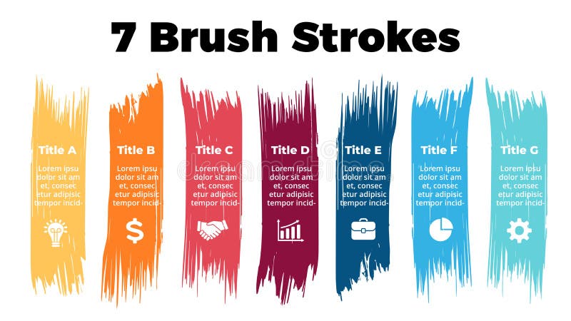 Infographics for 7 Steps, Options. Color Brush Stroke Template for Your ...