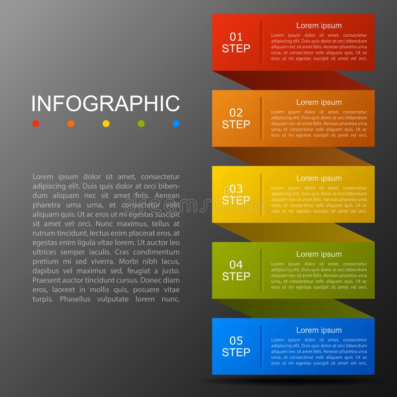 Infographics 5 Steps with Square Stock Vector - Illustration of concept ...