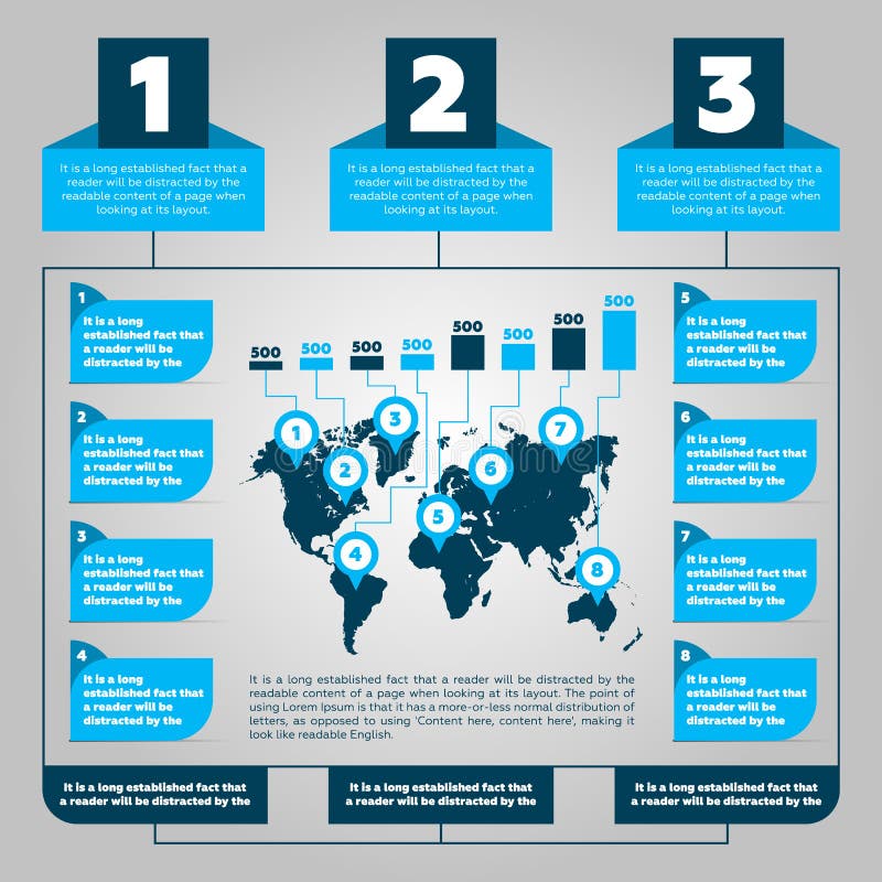 Infographics Steps with Worldmap Stock Vector - Illustration of concept ...